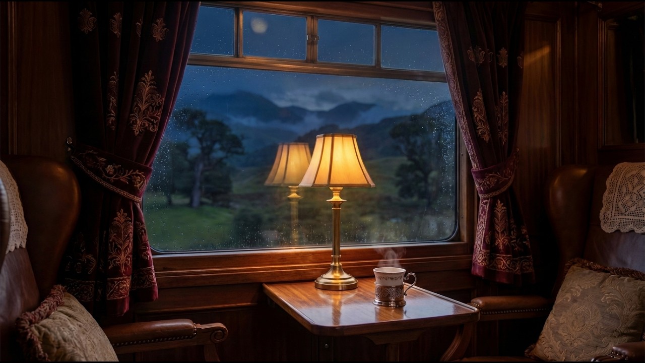 Cozy Train Window at Night 🚆🌙 Rainy View & Warm Lamp | 4K Ambient ...