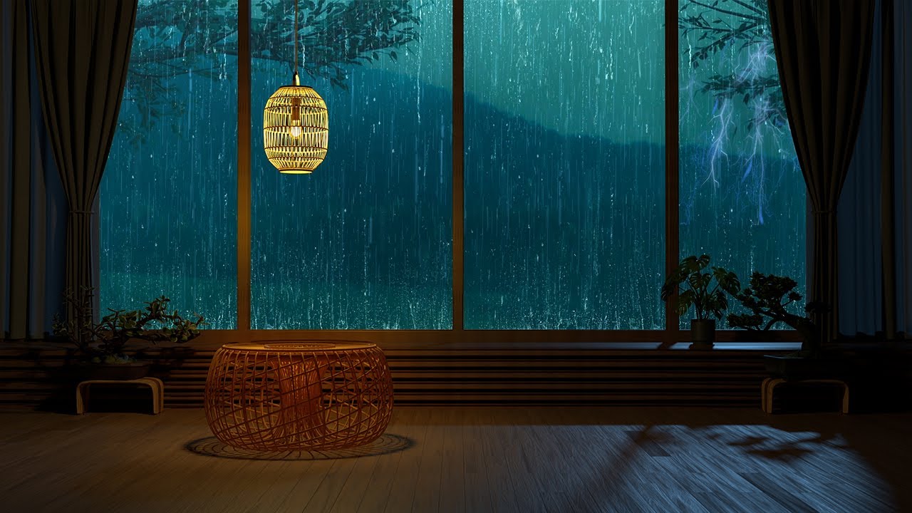 Peaceful Room In A Big Storm ⚡ Rain Storm With Thunder Sounds Outside ...
