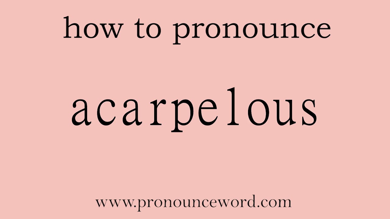 acarpelous: How to pronounce acarpelous in english (correct!).Start ...