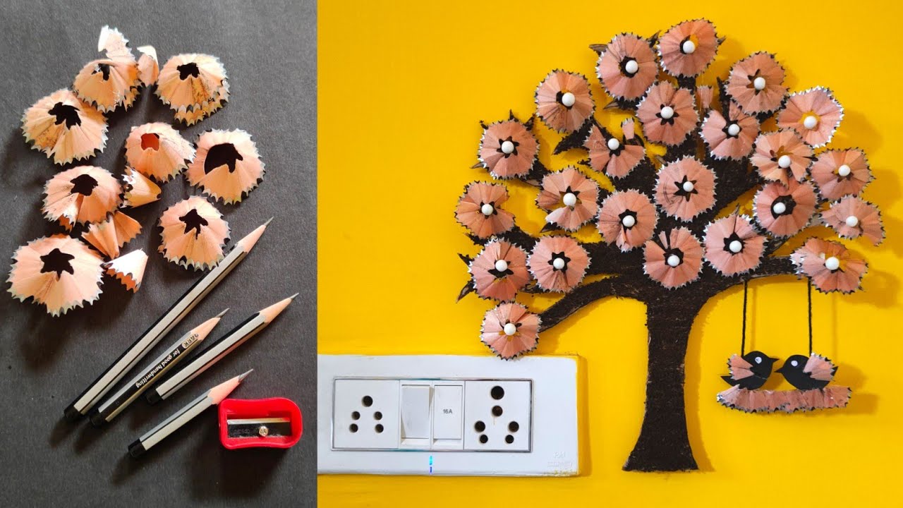 Unique Tree Wall Hanging Craft from Pencil Waste| Best Out Of Waste ...