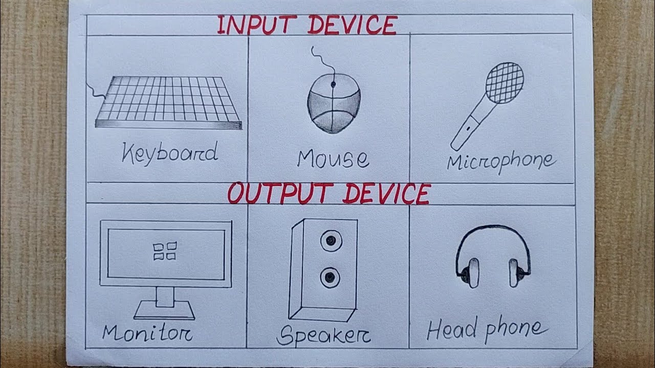 Input Device And Output Device Drawing Easy Computer Input And Output