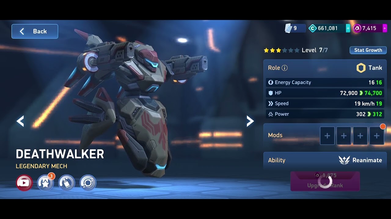 Deathwalker Rank up to 5 star 🌟 | Mech Arena - YouTube