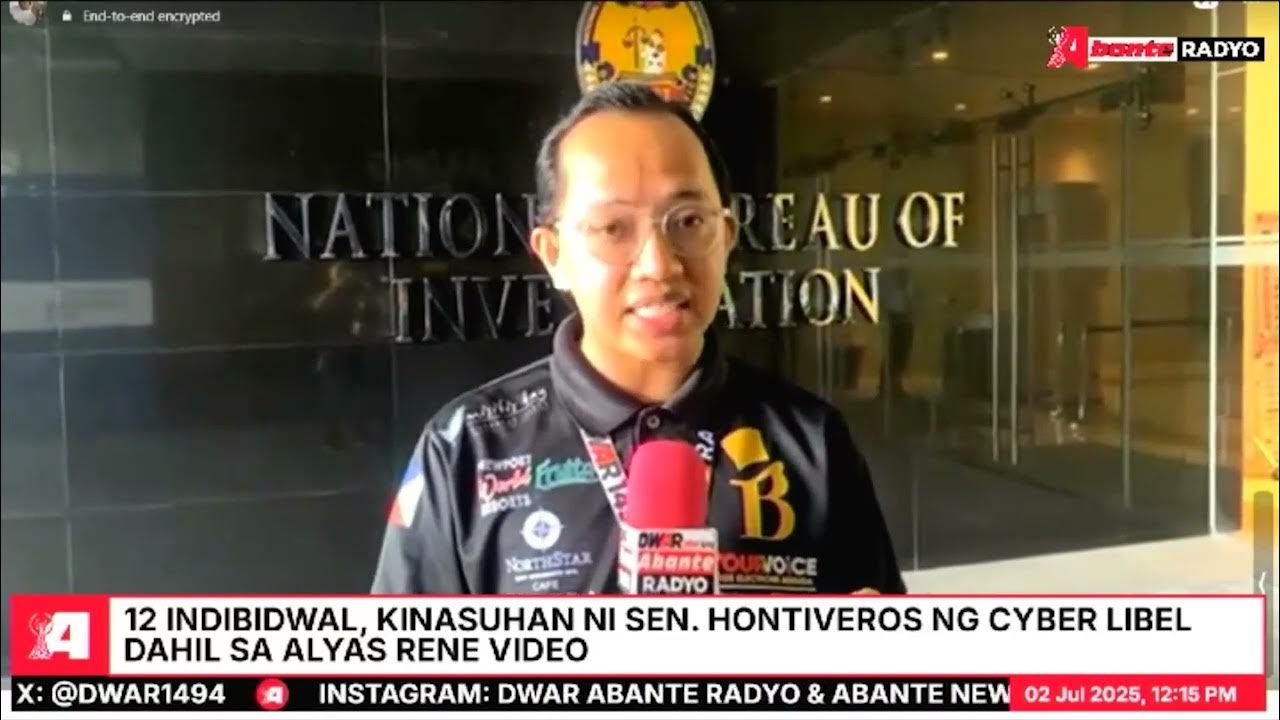 12 indibidwal kinasuhan ni Sen. Hontiveros ng cyber libel dahil sa ‘Alyas Rene’ video - YouTube