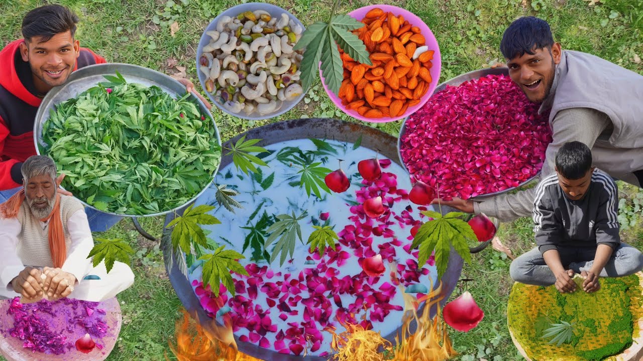 Mall Ghota Recipe Making In Forest| Rose Dry Fruits Mall Ghota| Bhang ...