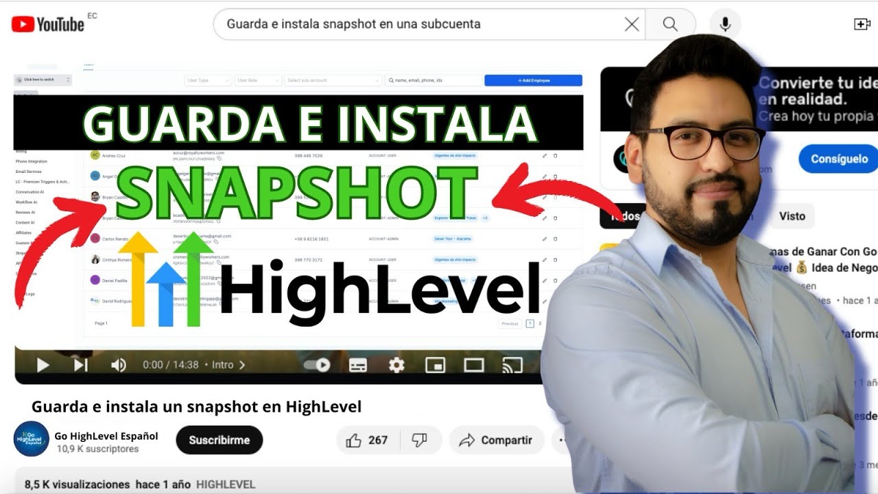 Guardar e instalar un snapshot en Go High Level 🚀 - YouTube