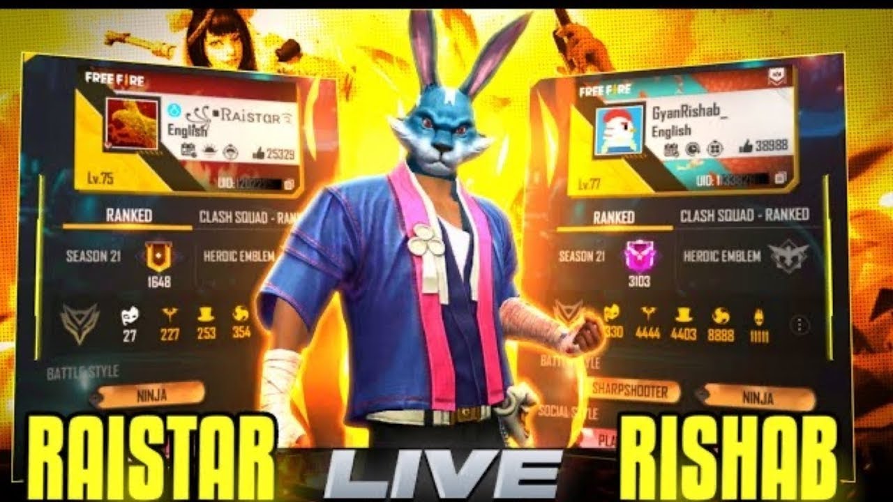 RAISTAR & RISHABH VS GYAN GAMING SQUAD - GARENA FREE FIRE LIVE - YouTube