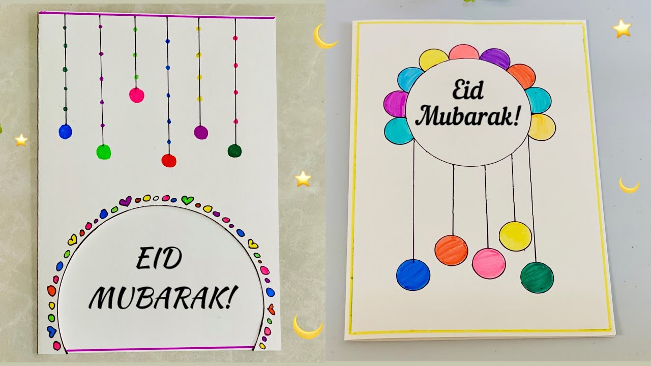 2 White paper Eid Mubarak Cards🌙/Beautiful Eid cards without glue and ...