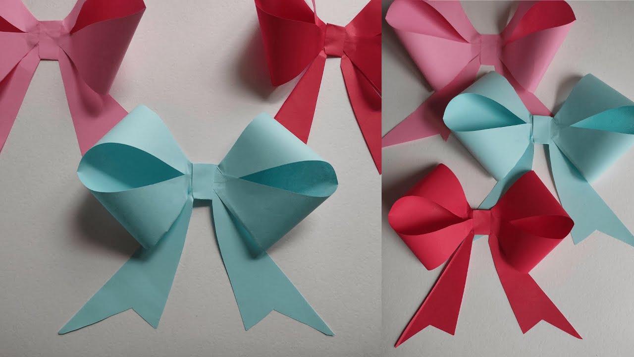easy bow making with paper, simple diy bow - YouTube