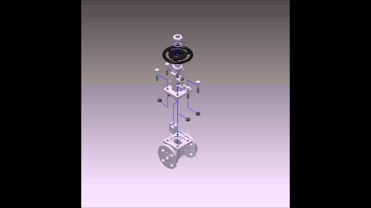 Inventor Project Gate Valve - YouTube