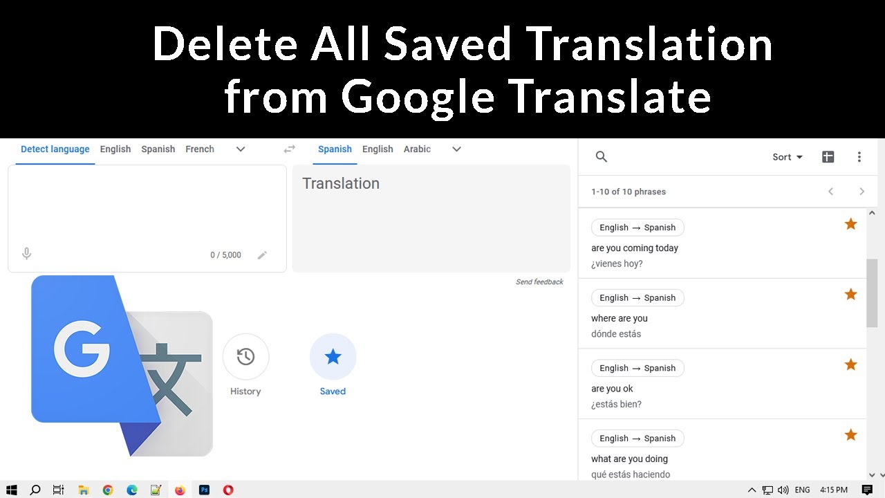 How to Delete All Saved Translation from Google Translate? - YouTube
