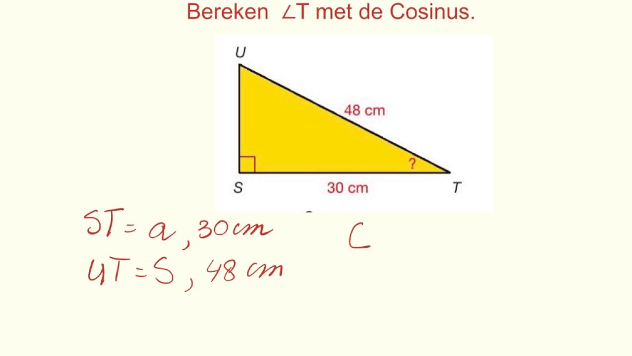 ∠T berekenen met de cosinus - YouTube