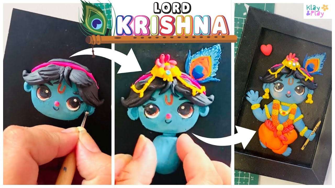 "Beautiful Clay Art of Krishna Ji | Handmade Krishna Idol| Divine ...