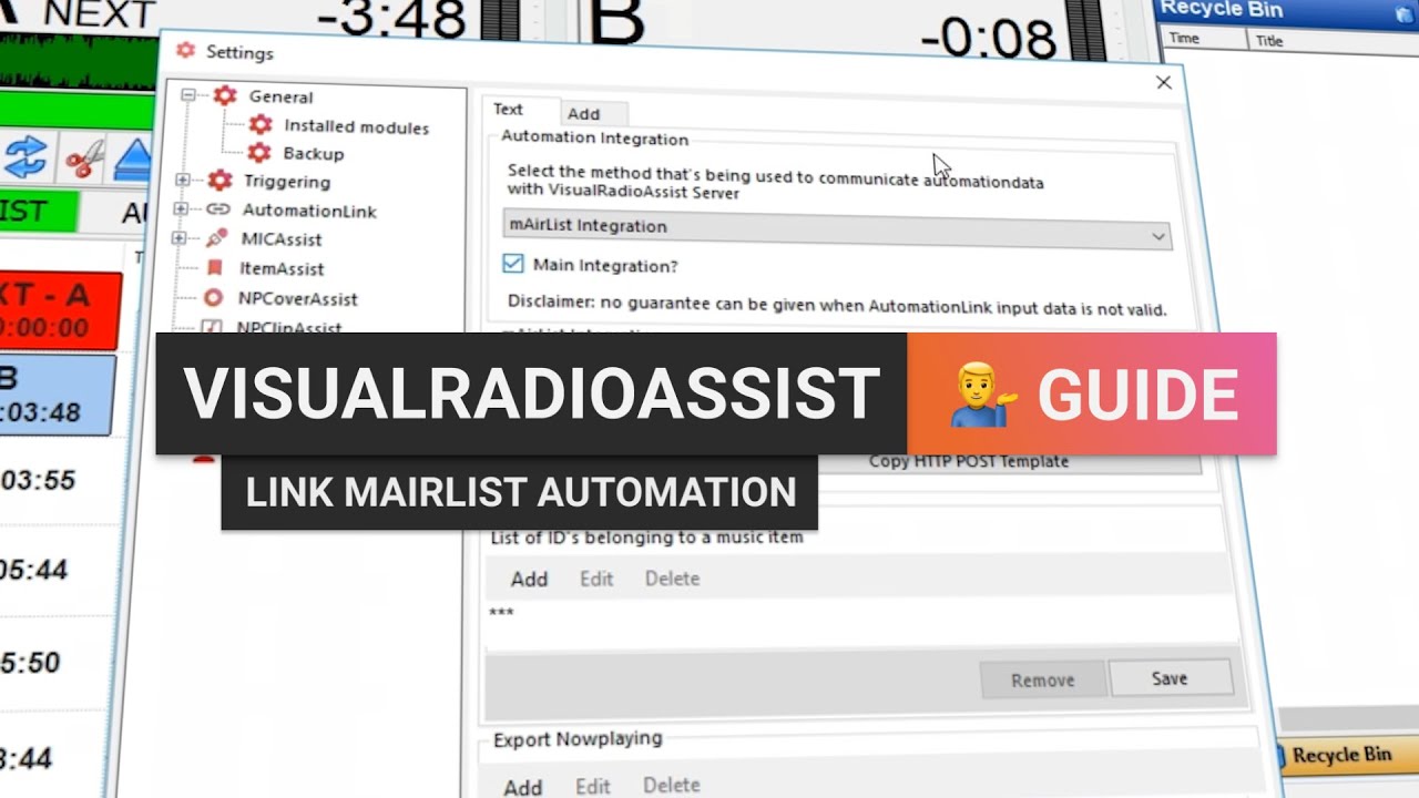 Automation Link mAirList to VisualRadioAssist – Quick Start Guide Video - YouTube