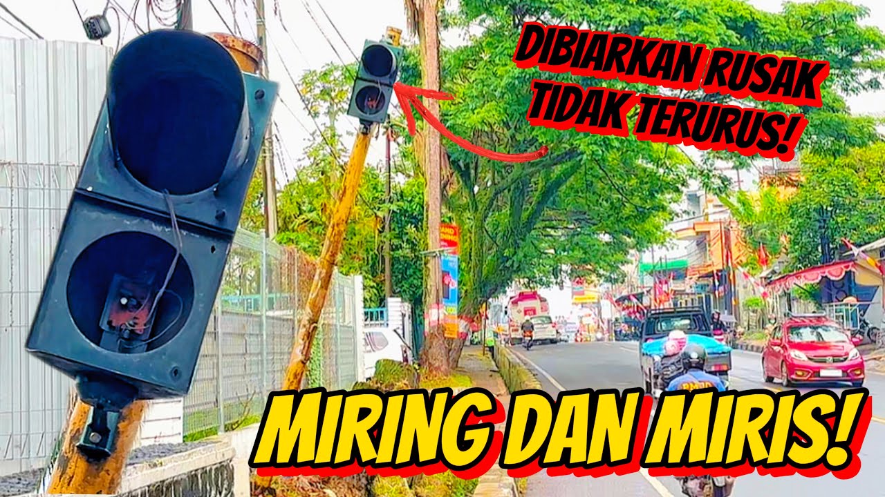 SALFOK TIANG WARNING LIGHT 🚦 MIRING, HAMPIR MENIMPA PENGENDARA‼️ ...
