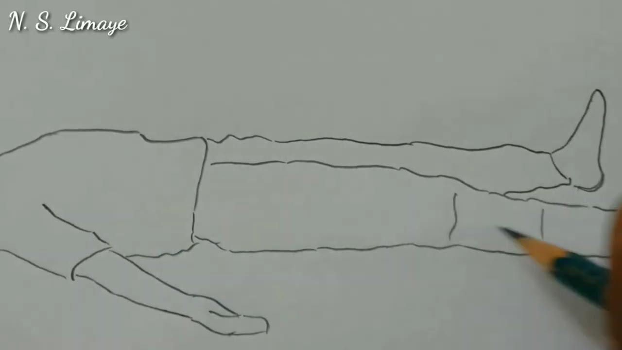 How To Draw Man Doing Yoga Shavasna Pose | Step By Step In Easy Way For ...