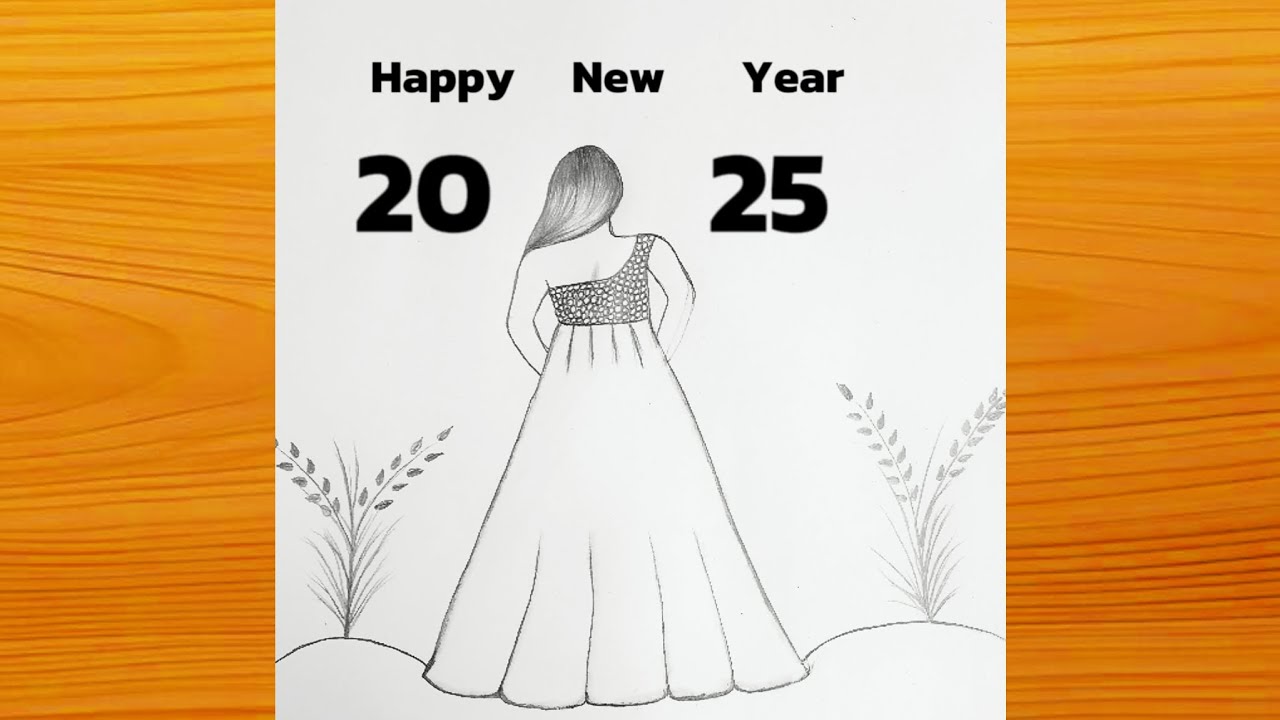 Happy new year drawing 2025 / How to make new year greeting card / Easy ...