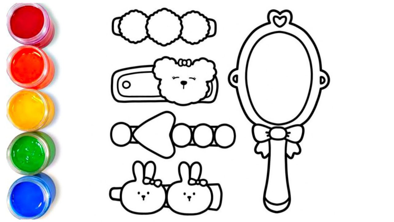 How to draw easy cute hair clips and mirror | easy drawing step by step ...