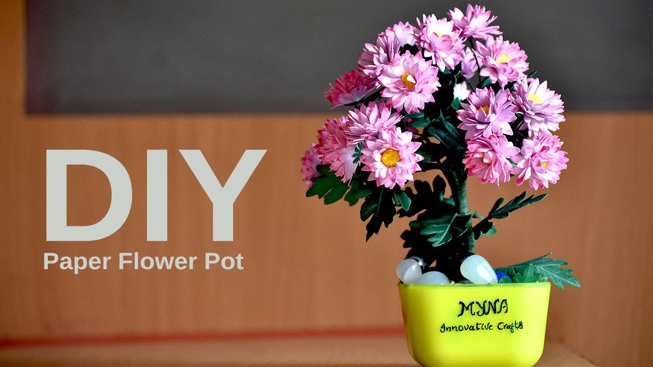 paper flowers: how to make paper flower tree(step by step ) - YouTube