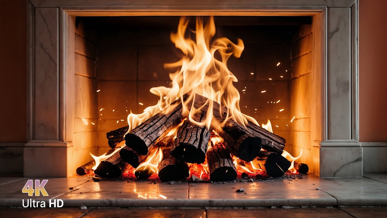 Cozy 4K Fireplace - Ambience Golden Light & Crackling Fire for ...