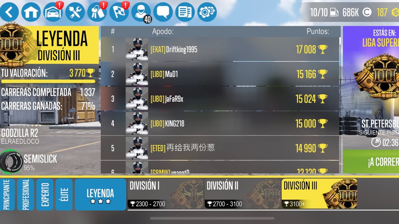 ASÍ ES RANKING LEYENDA DIVISIÓN 3||CAR X DRIFT RACING 2 MOBILE ...