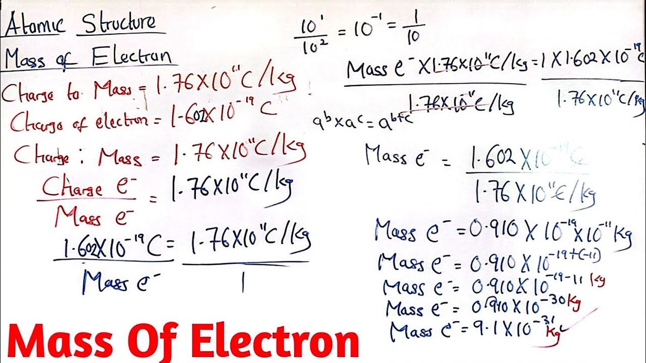 Mass of Electron How to calculate mass of electron - YouTube