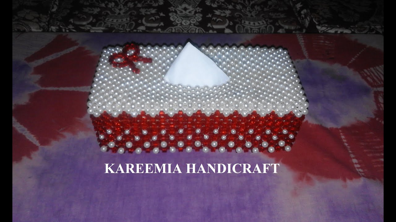 how to make beaded tissue box - YouTube