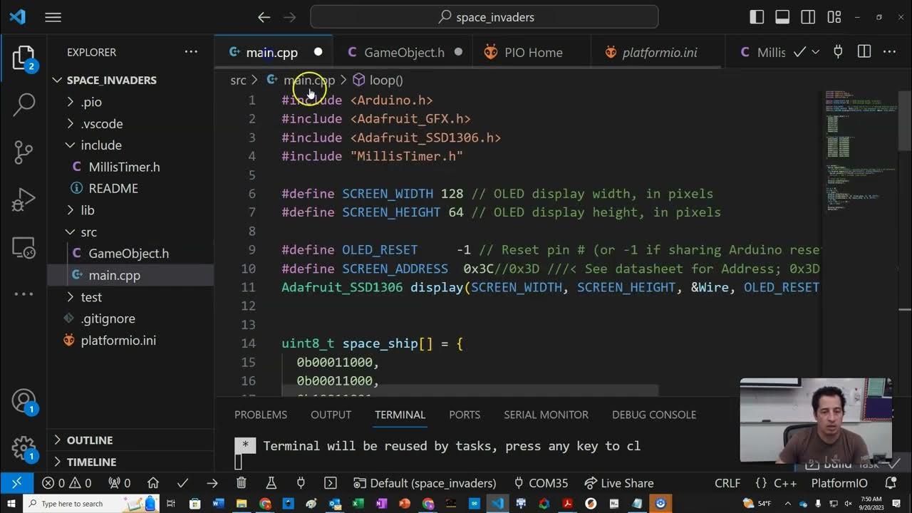 Arduino -- space invaders, part 2 - YouTube