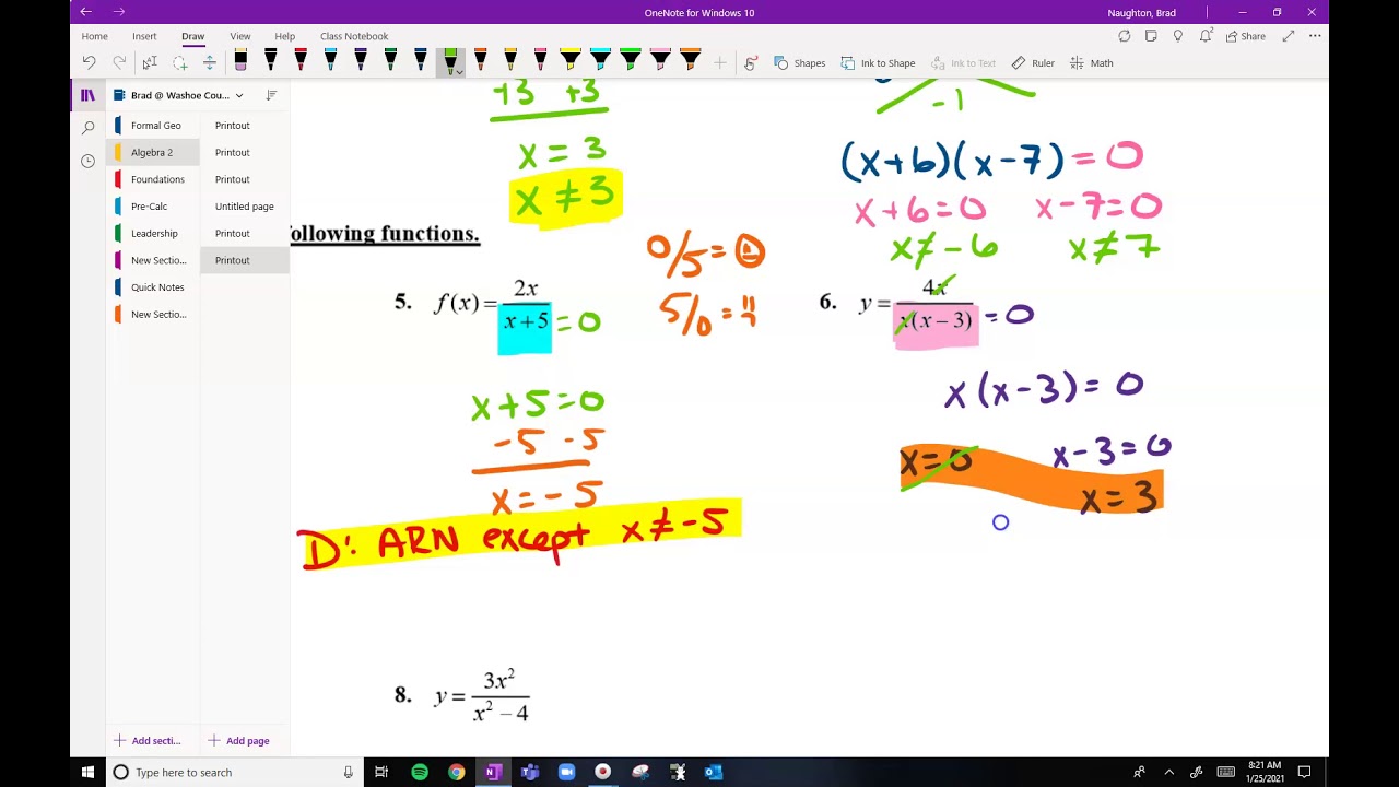 Unit 8 - Day 4 - Domain of Rational Expressions - YouTube
