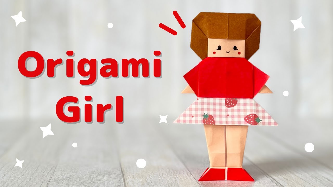 How to make an origami girl (difficulty level: 3★★★) 折り紙 女の子 折り方 ...