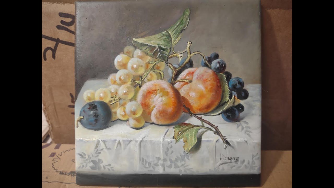 still life oil painting on tile #8 / oil painting/ paint on tile/ how ...