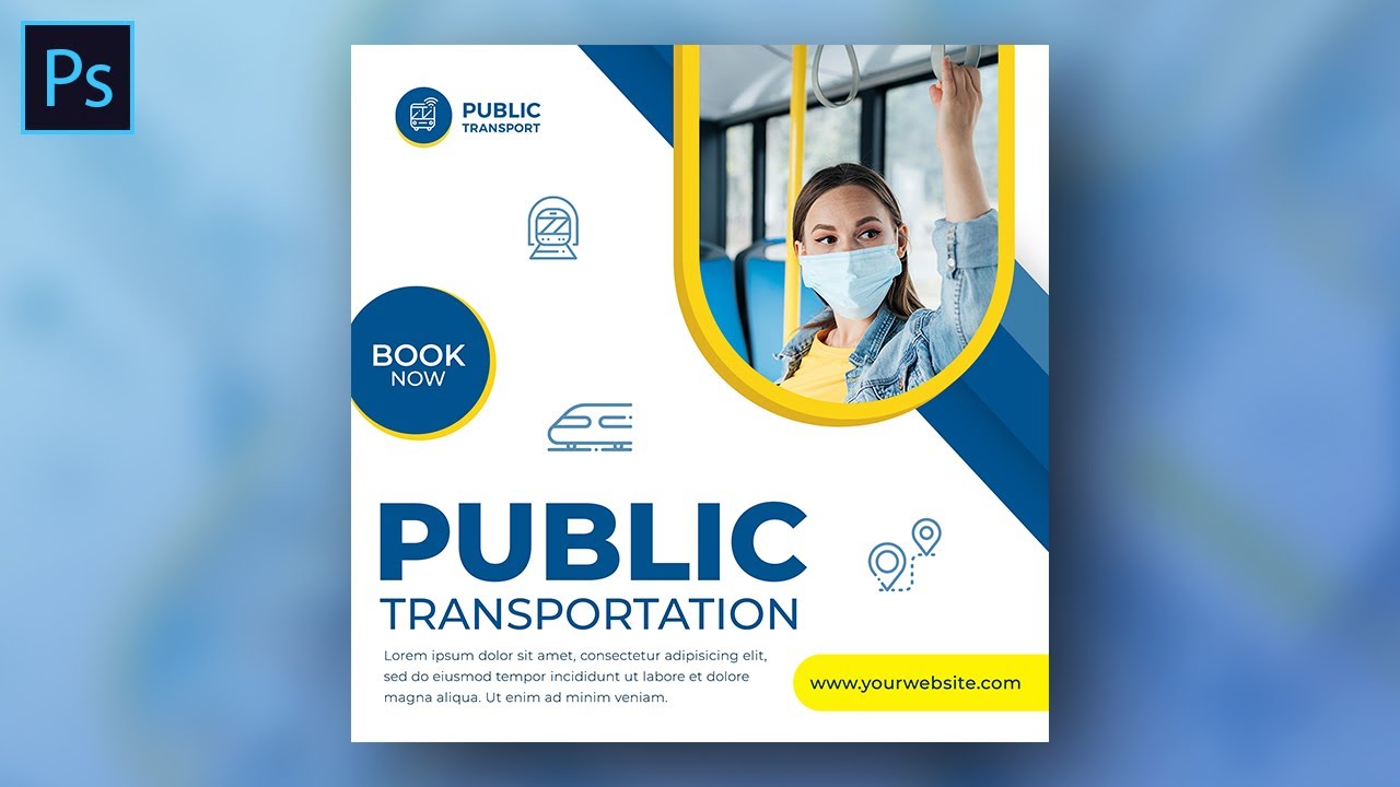 Public Transport Social Media Post Design In Adobe Photoshop - YouTube