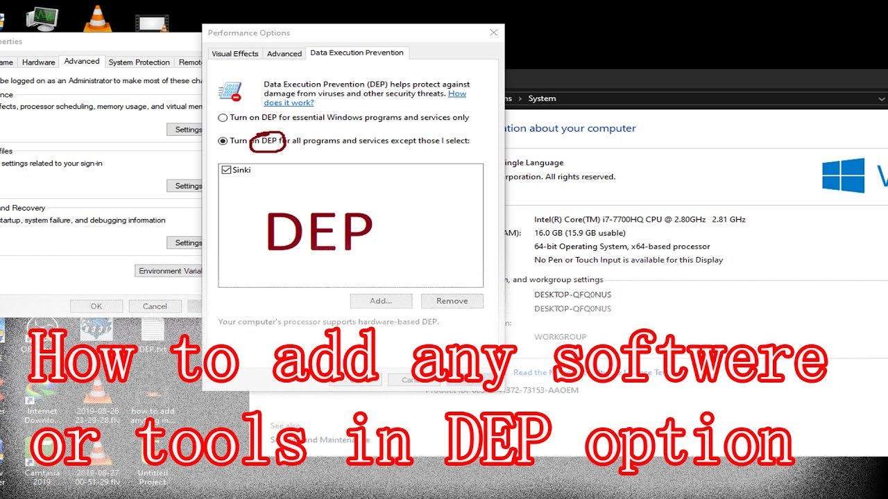 How to add any software or tools in DEP (Date Execution Prevention ...