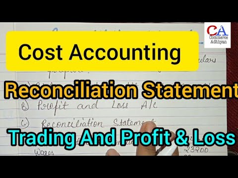 Reconciliation Statement Of Cost & Financial Accounts | Reconciliation ...