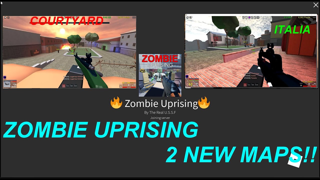 Roblox Zombie Uprising 2 New Maps Italia Full Map and Courtyard Boss ...