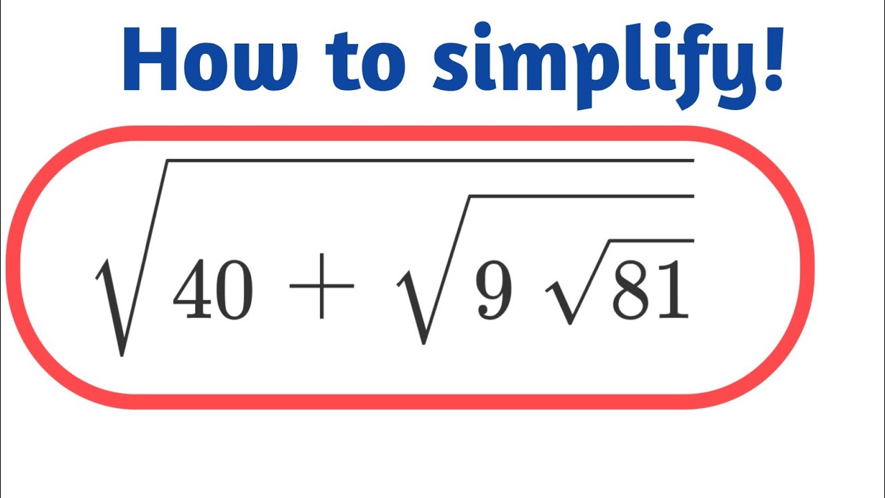 A Nice Radicals Problem 🔥 ️ |Math Olympiad |Simplifying radicals - YouTube