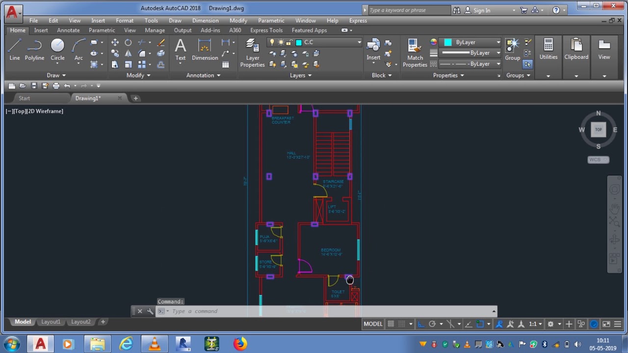 column center line in AutoCAD - YouTube