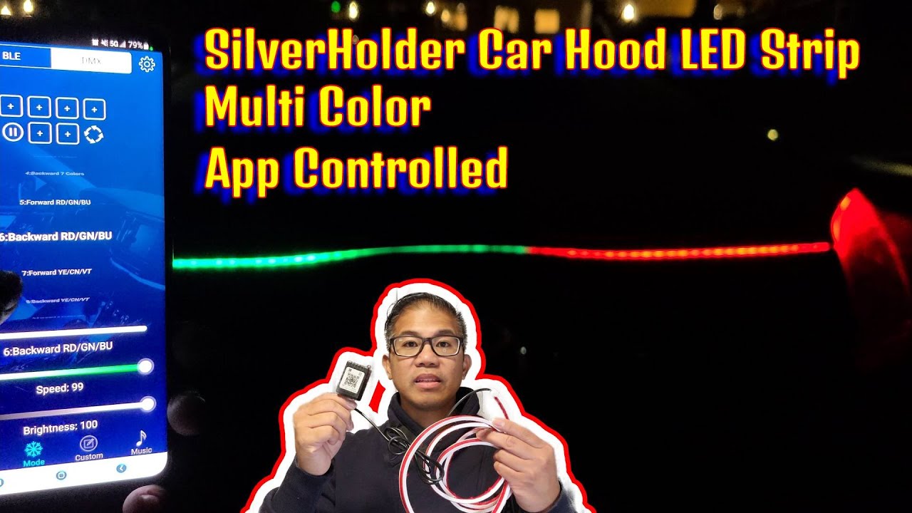 How to install SilverHolder Car Hood LED Strip Multi Color - YouTube