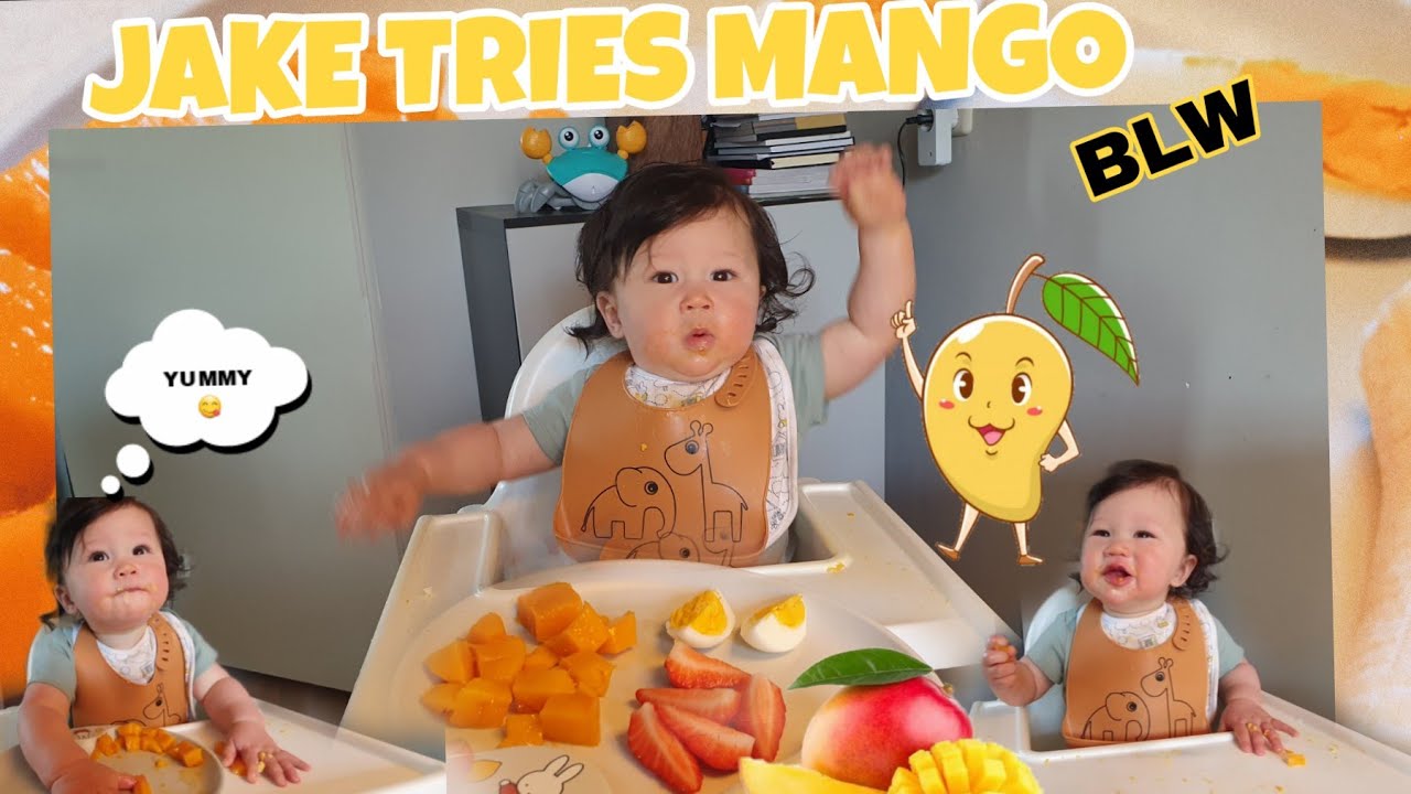 Jake Tries Mango || Self feeding || Baby Led-Weaning (9months) || Mylene in Holland - YouTube