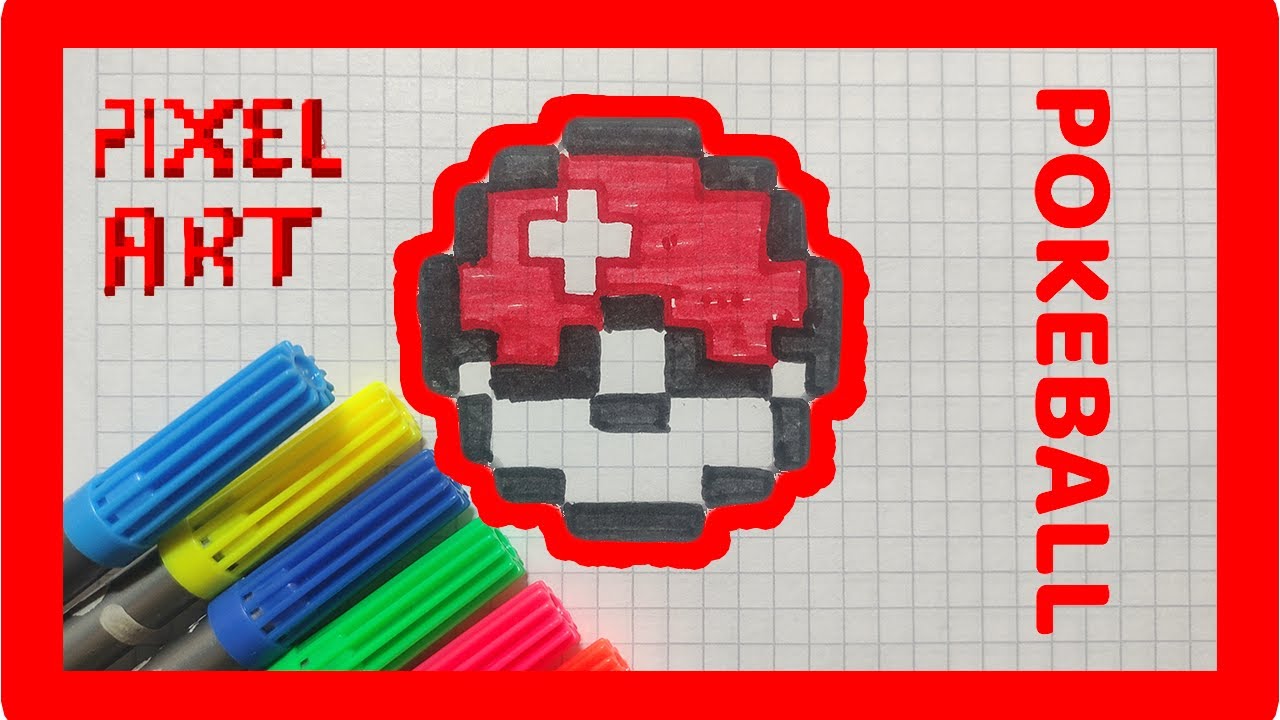 🔴 Dibuja una POKEBALL Pixel Art de POKEMON 🎮| Tutorial Fácil 🎨 - YouTube
