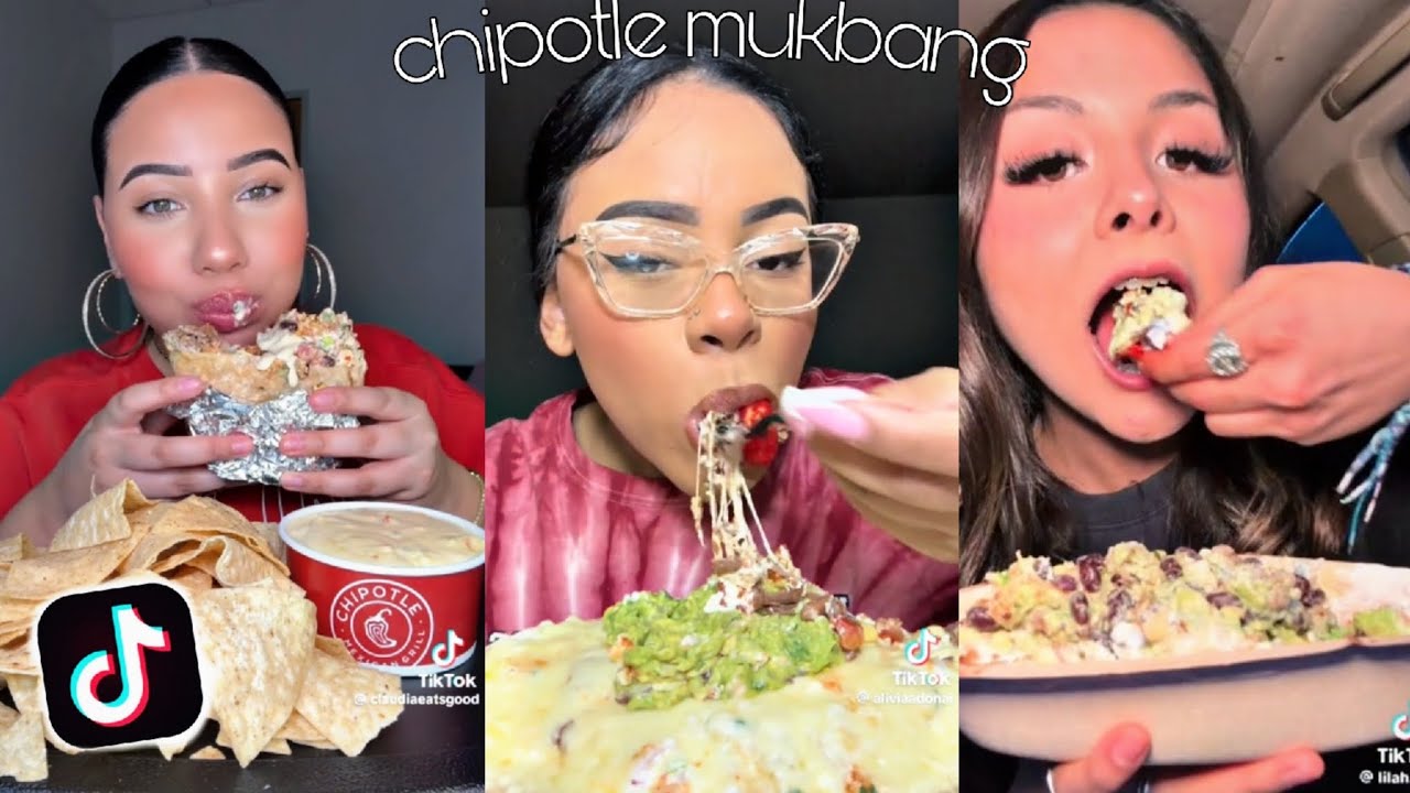 chipotle mukbang compilation #1 #asmr #tiktok #mukbang #chipotle - YouTube