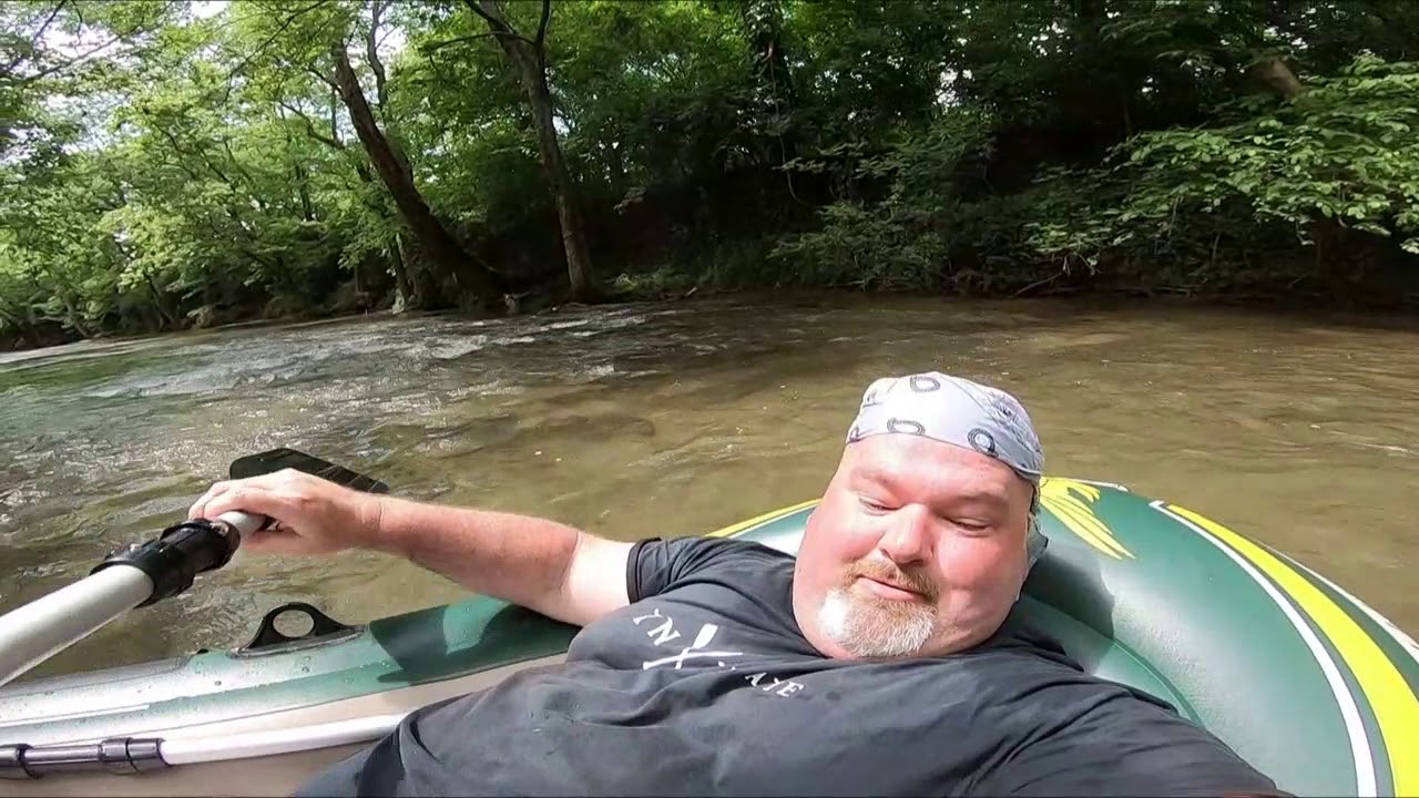 Fat and Bald on a Deflated Raft on a Shallow Creek - YouTube