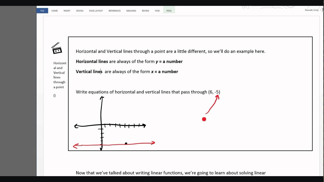 horizontal and verticsl lines through a point - YouTube