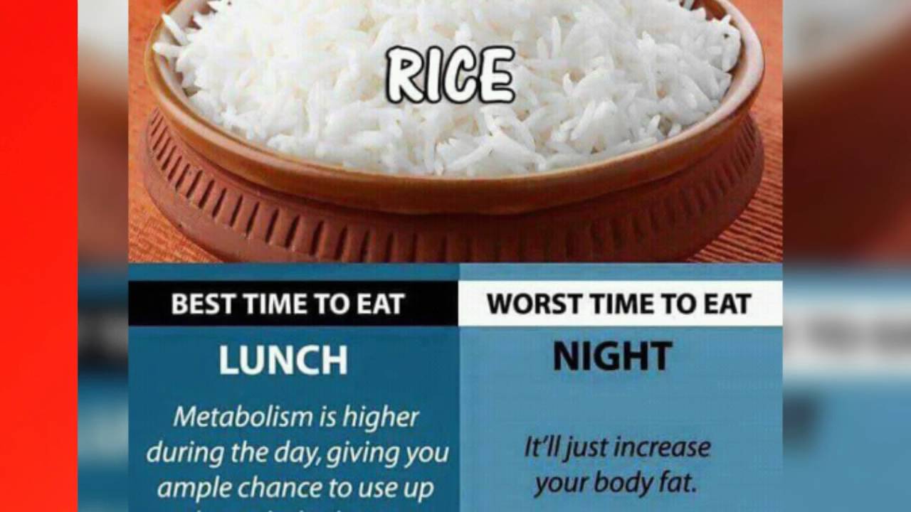 Best and worst time to eat (rice,pulses,beans,milk,cheese,apple,banana ...