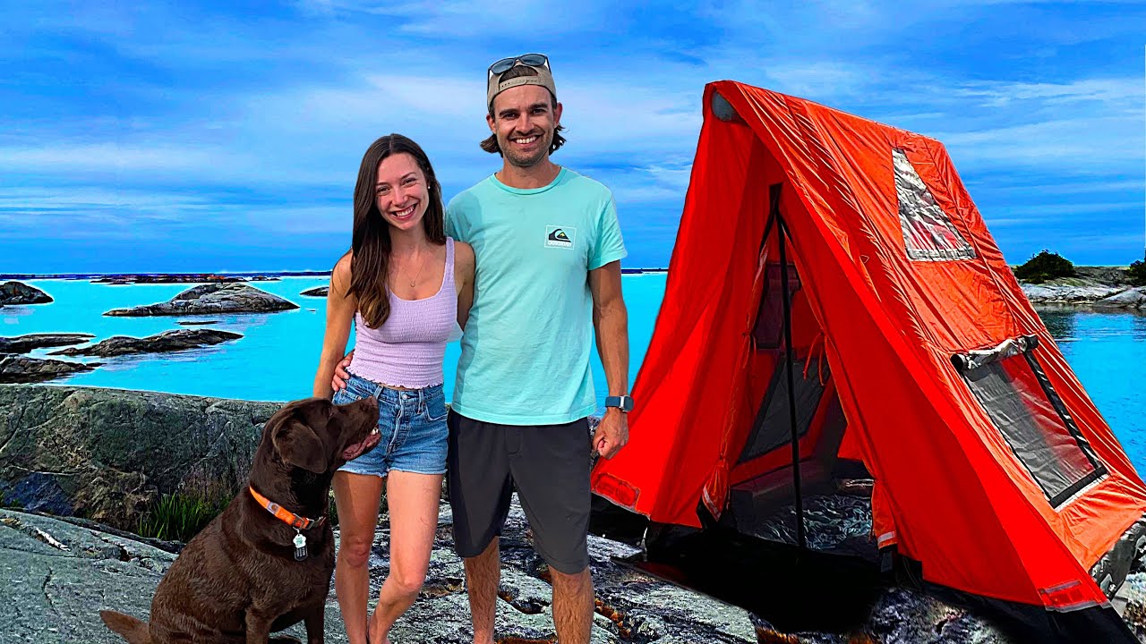 Deserted Island Camping In Tiny Inflatable Cabin - YouTube