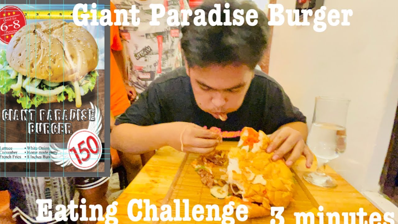 Eating Challenge 8 inches Giant paradise burger 🍔 - YouTube