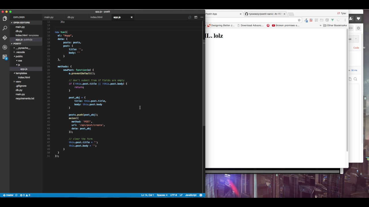 More Sanicpython Fun Submitting A Form Via Ajax Post Request With Vuejs Youtube 4412