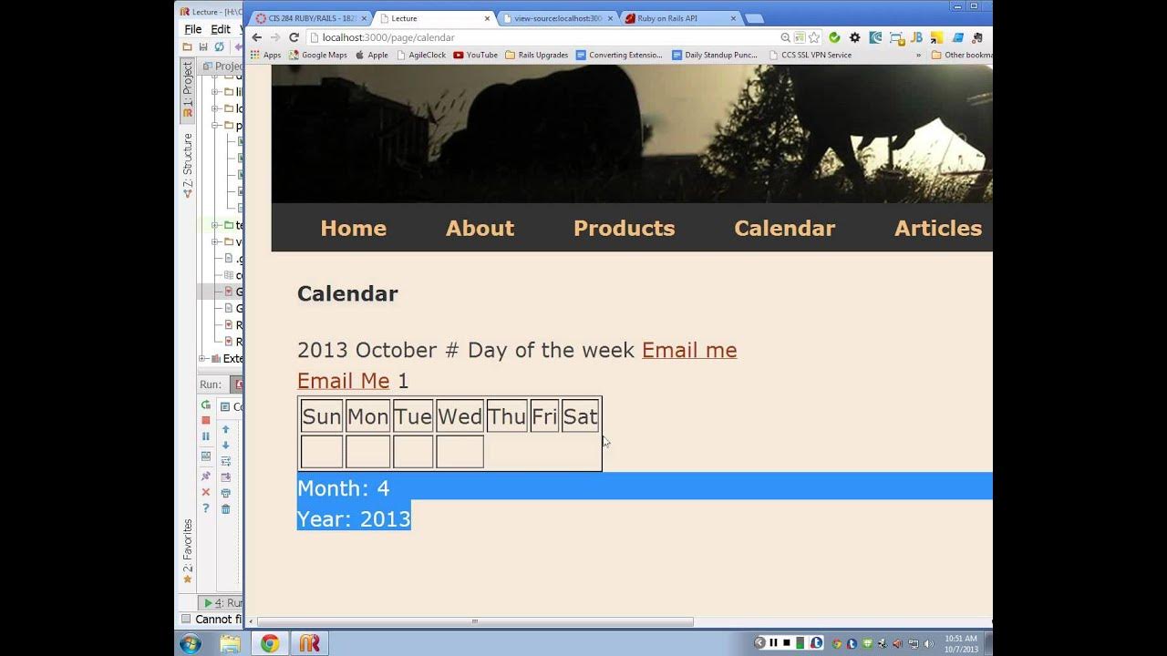 Ruby/Rails 4.0 - Lecture 8/29 - Calendar Links - YouTube