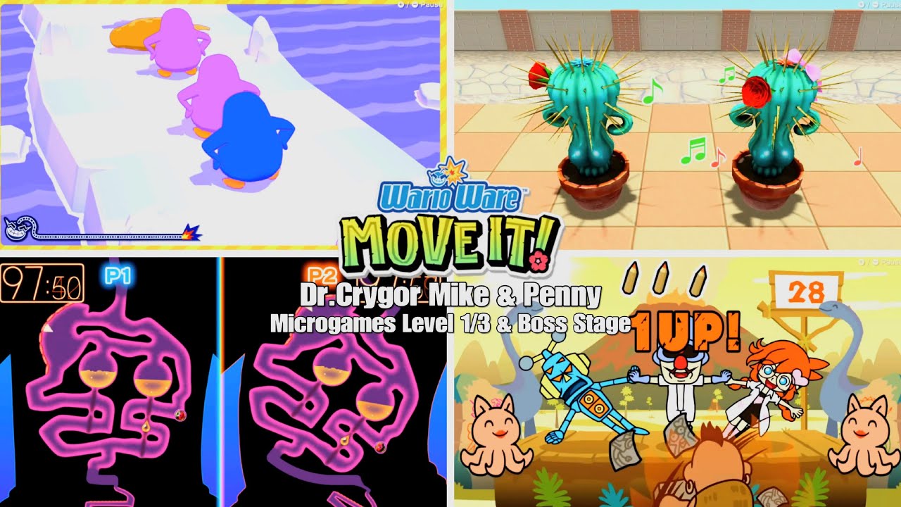 Warioware Move it! - Dr.Crygor Mike & Penny Microgames Level 1/3 + Boss ...
