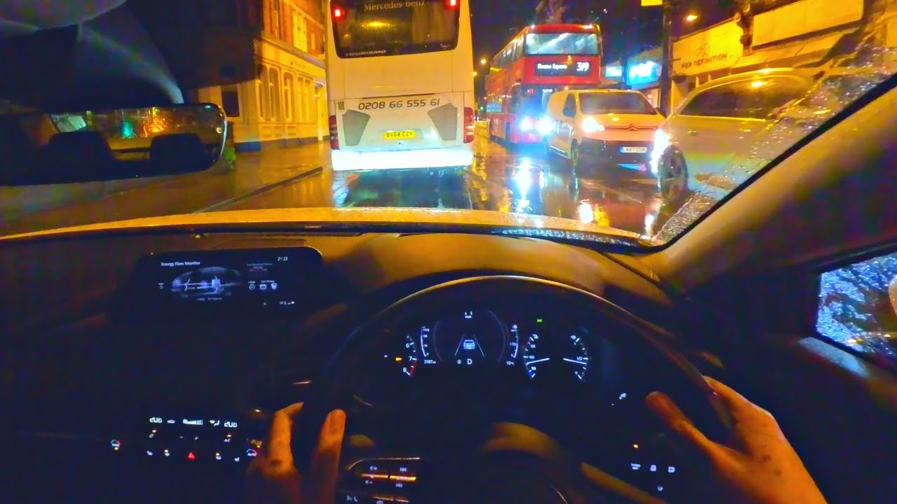 Relaxing POV Night Time Drive In The Rain - Streatham, South London ...