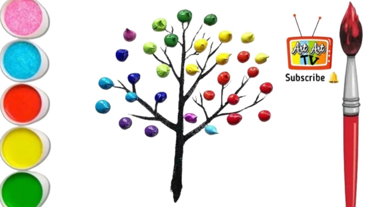 Easy drawing step by step for kids|Rainbow tree|Art Art TV - YouTube